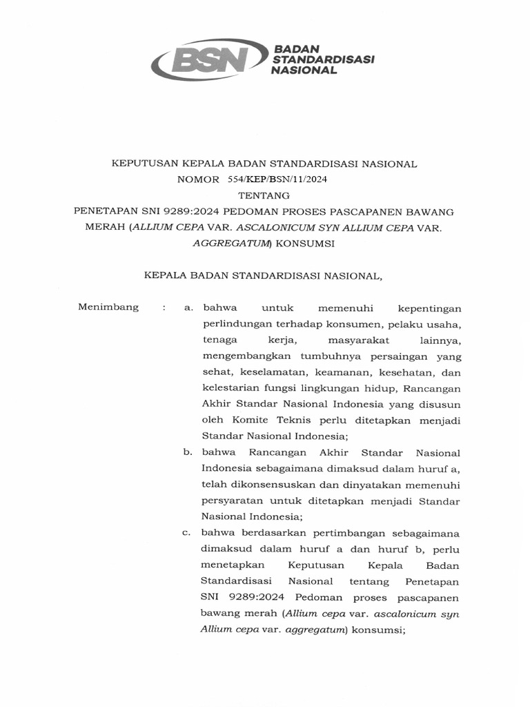 SNI Bawang Merah | PDF