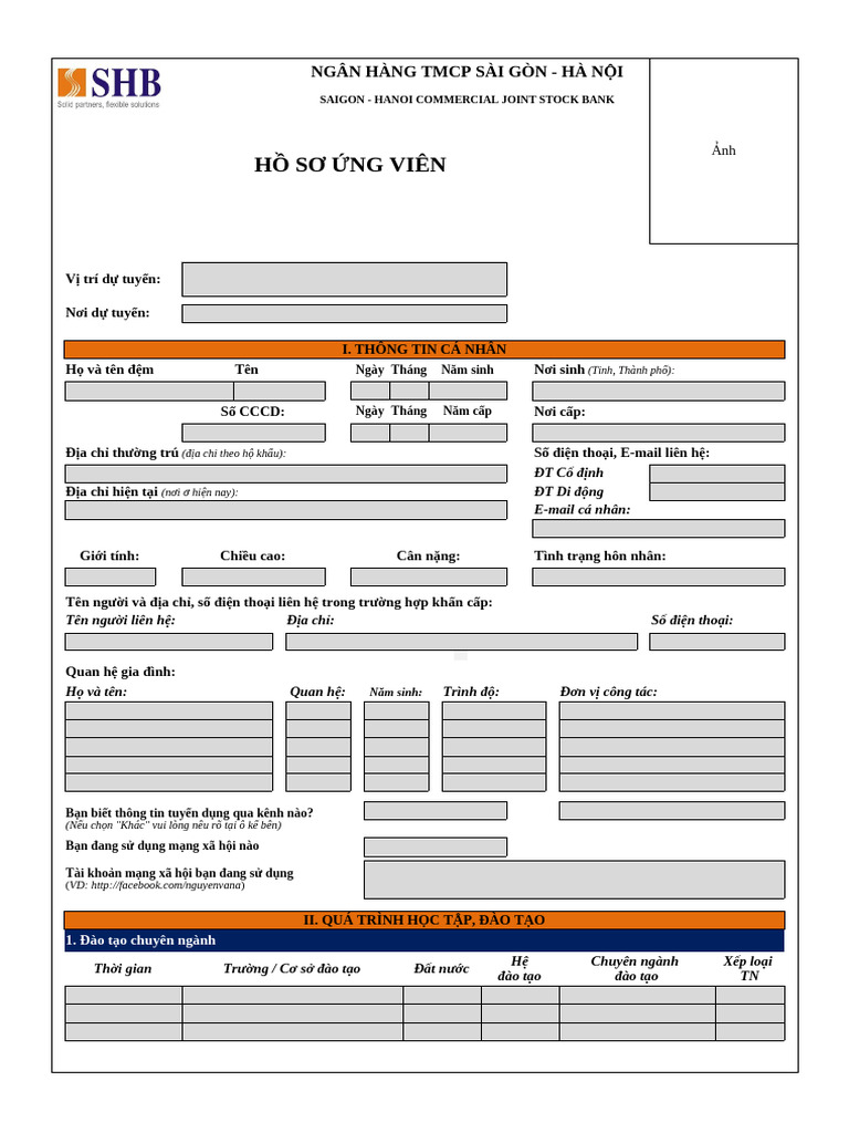 Mau_Ho_so_ung_vien_SHB | PDF