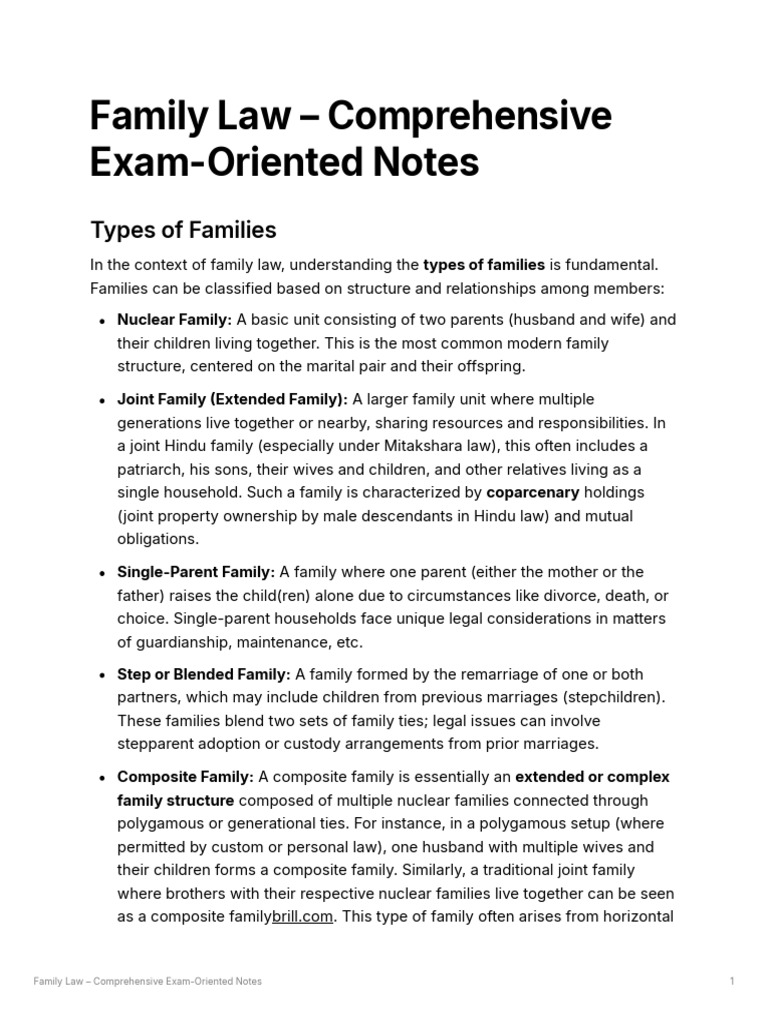 senior Family Law Notes | PDF | Marriage | Family