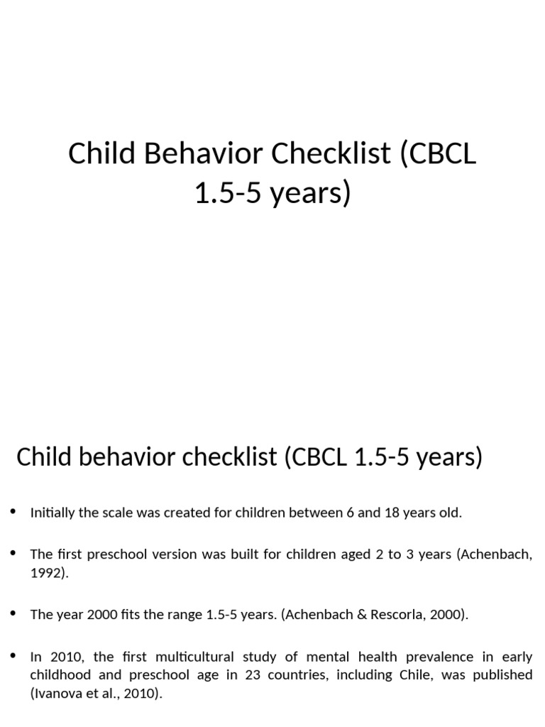Child Behavior Checklist CBCL 1 5 5 Years | PDF | Abnormal Psychology ...