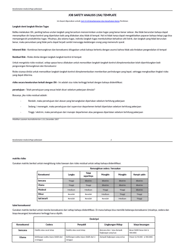 JSA Template - En.id | PDF