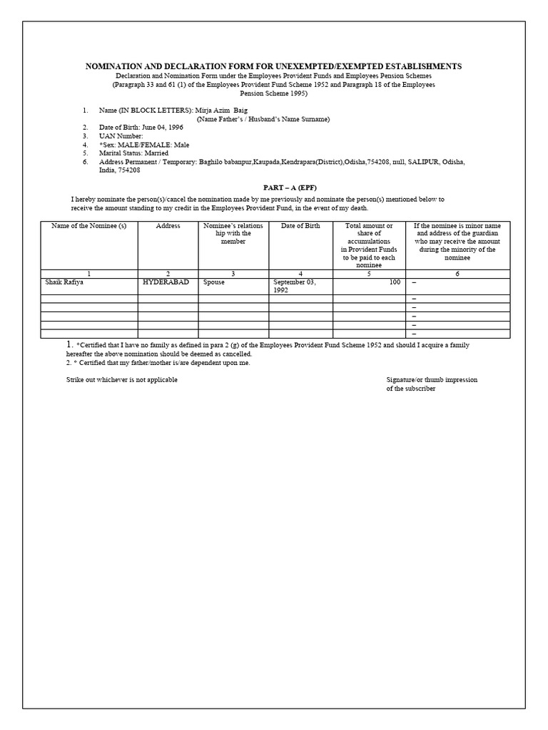 Mirja Azim HGSBS PF Form2 | PDF | Pension