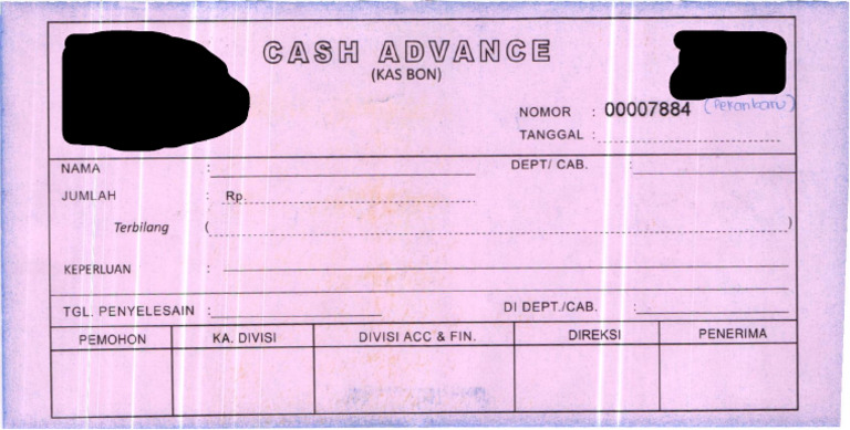 Contoh Cash Advance | PDF