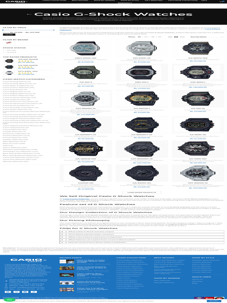 Casio G-Shock Watches in Pakistan | PDF | Watch