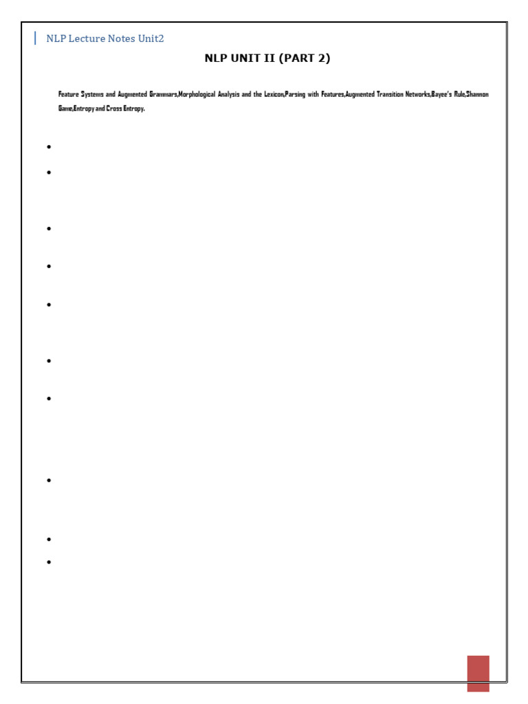 NLP Unit 2 - Part2 - Features and Augmented Grammars | PDF | Grammatical Number | Phrase