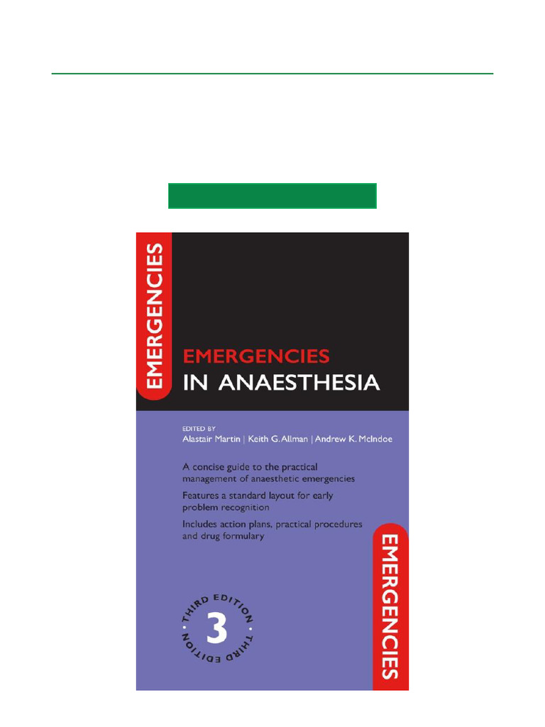 Emergencies in Anaesthesia, 3rd Edition Reference Book Download | PDF ...