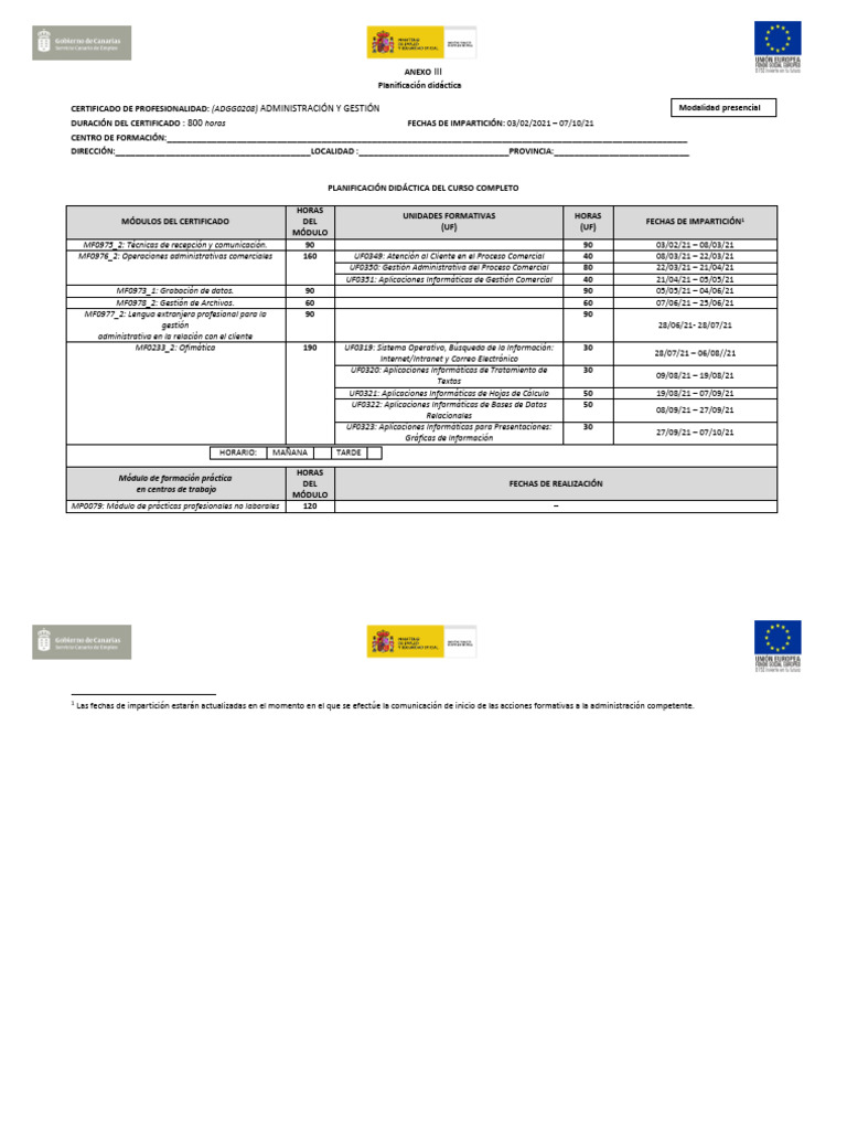 Anexo - III - Planificacion - Didactica (ADGG0208) ADMINISTRACIÓN Y GESTIÓN | PDF | Software de ...