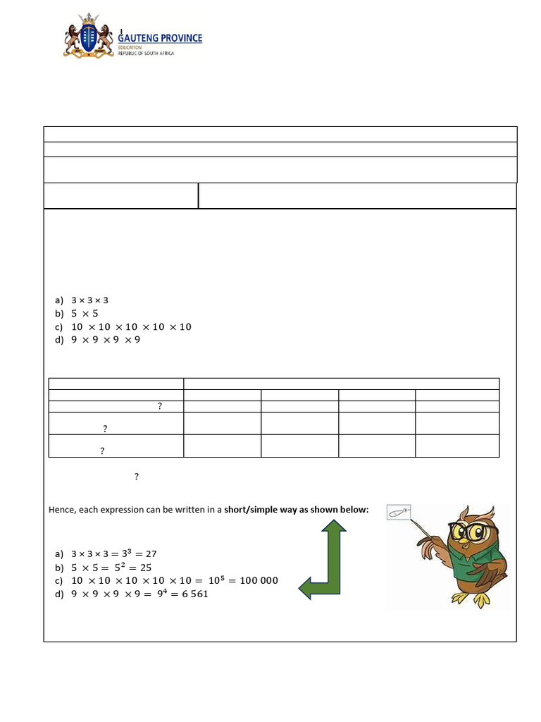 Grade 8 Exponents Lesson Plan | PDF | Multiplication | Exponentiation
