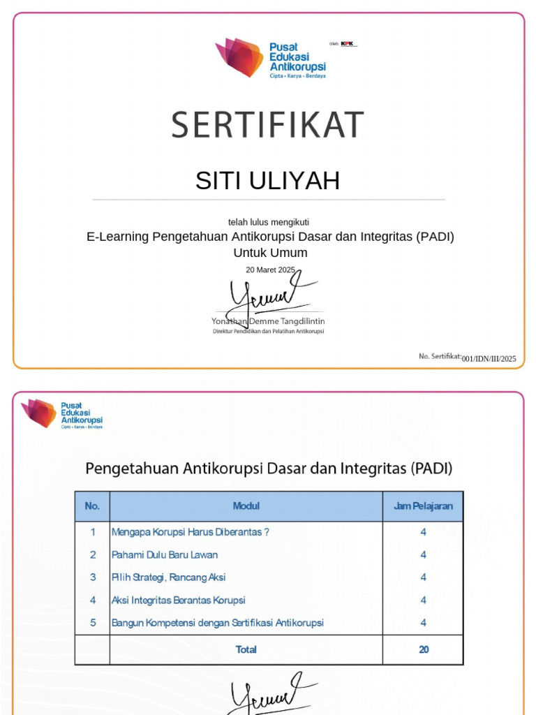 Sertifikat_Kelulusan__E-Learning_PADI_-_SRI KARTIKAWATI,S.Pd | PDF