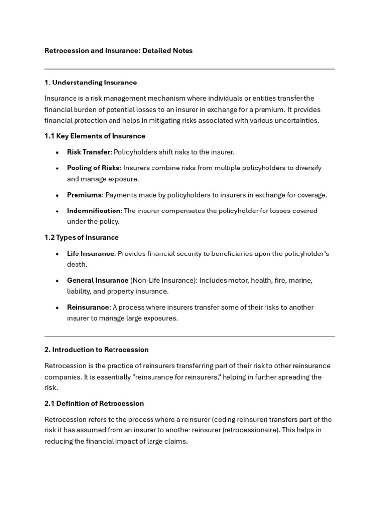 Understanding Retrocession in Reinsurance | PDF | Reinsurance | Insurance