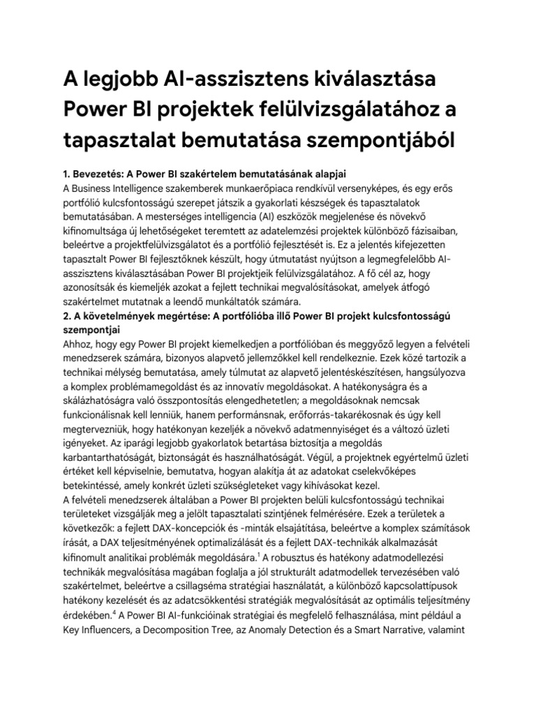 Power BI Projekt AI Elemzés | PDF