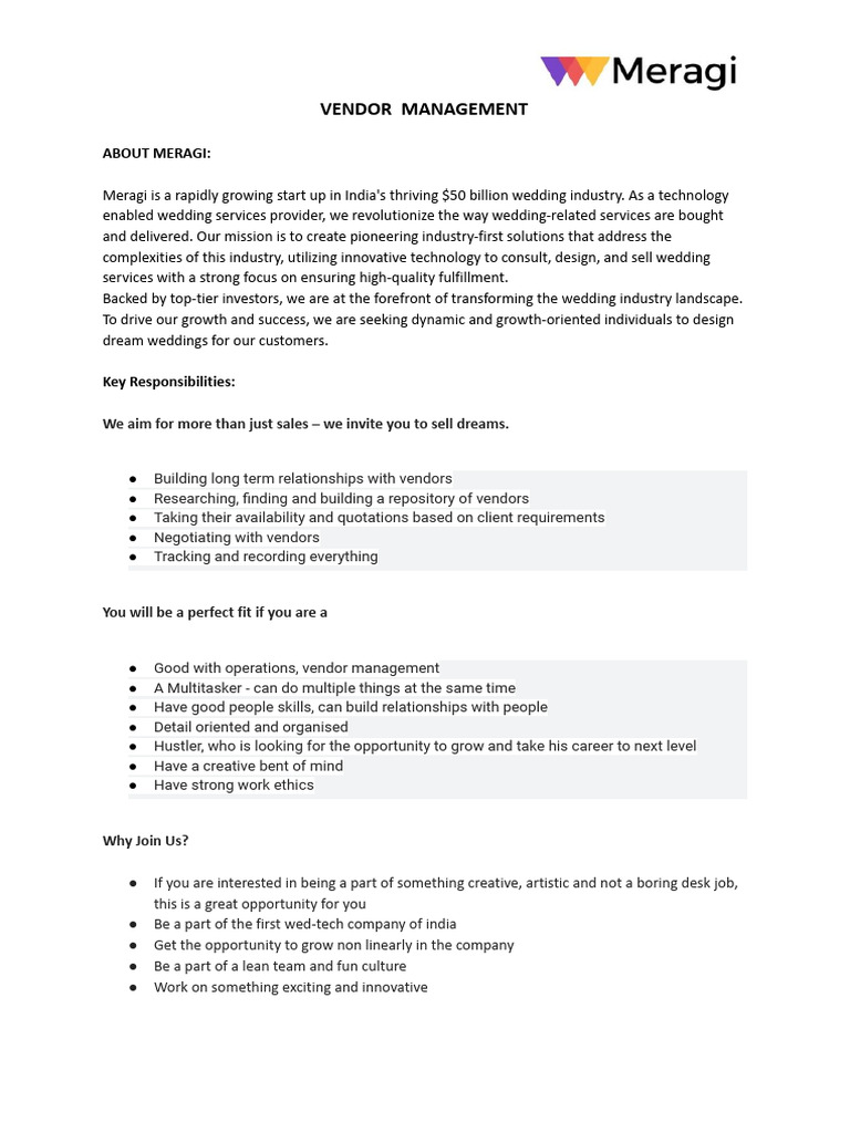 Vendor Management JD.docx | PDF