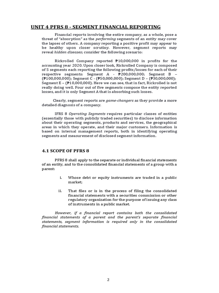 Understanding PFRS 8 Segment Reporting | PDF | Revenue | Financial ...