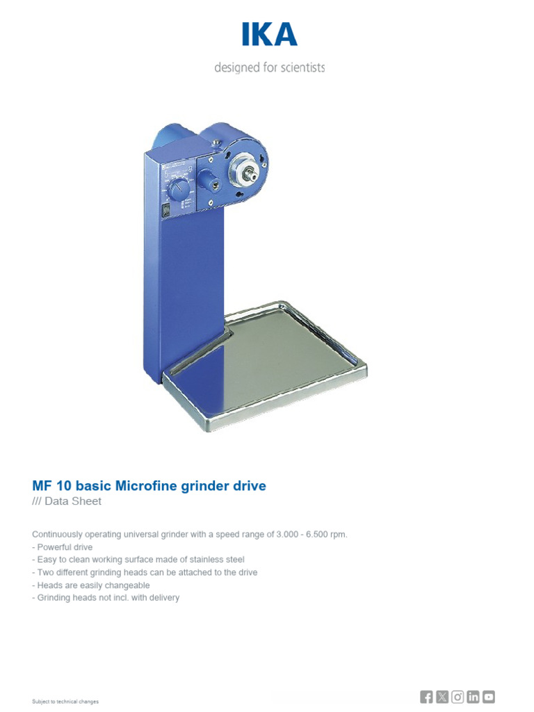Data Sheet MF 10 Basic Microfine Grinder Drive | PDF