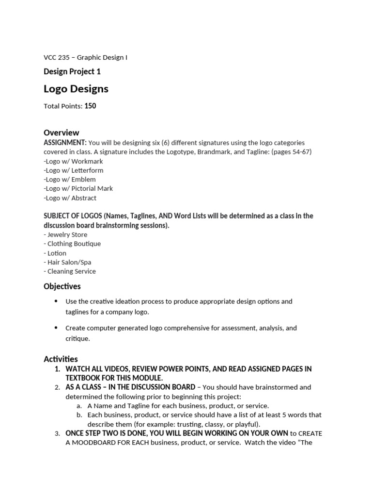 VCC Logo Design Project Overview | PDF | Logos | Graphic Design