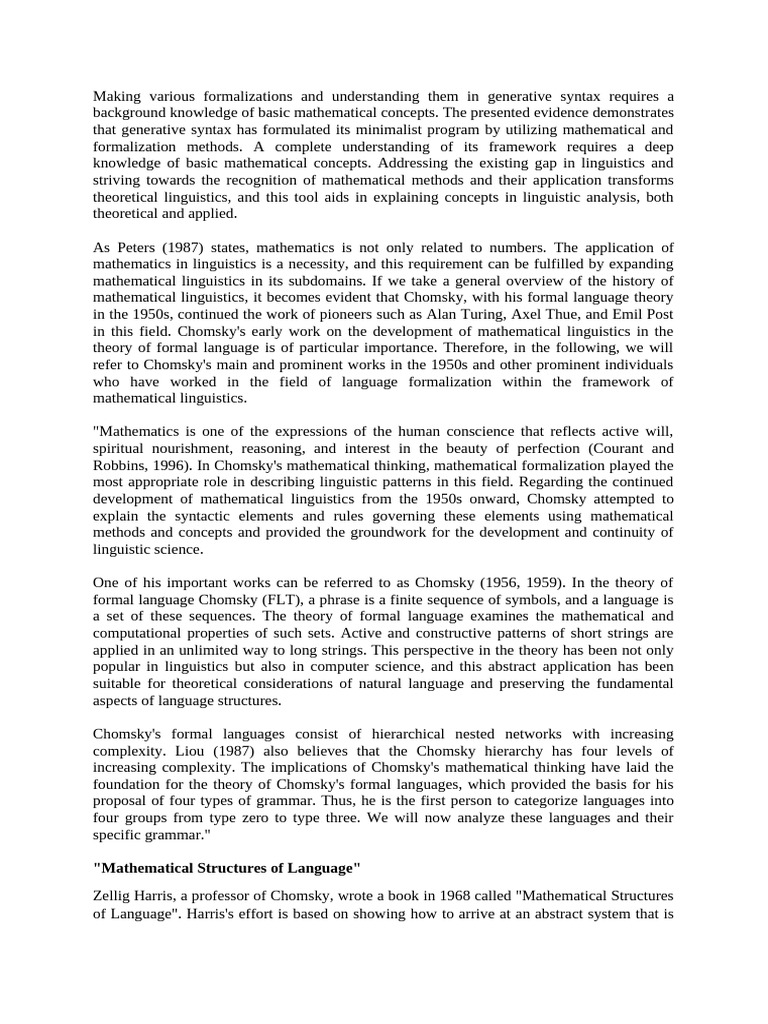 Mathematical Linguistics | PDF | Syntax | Linguistics
