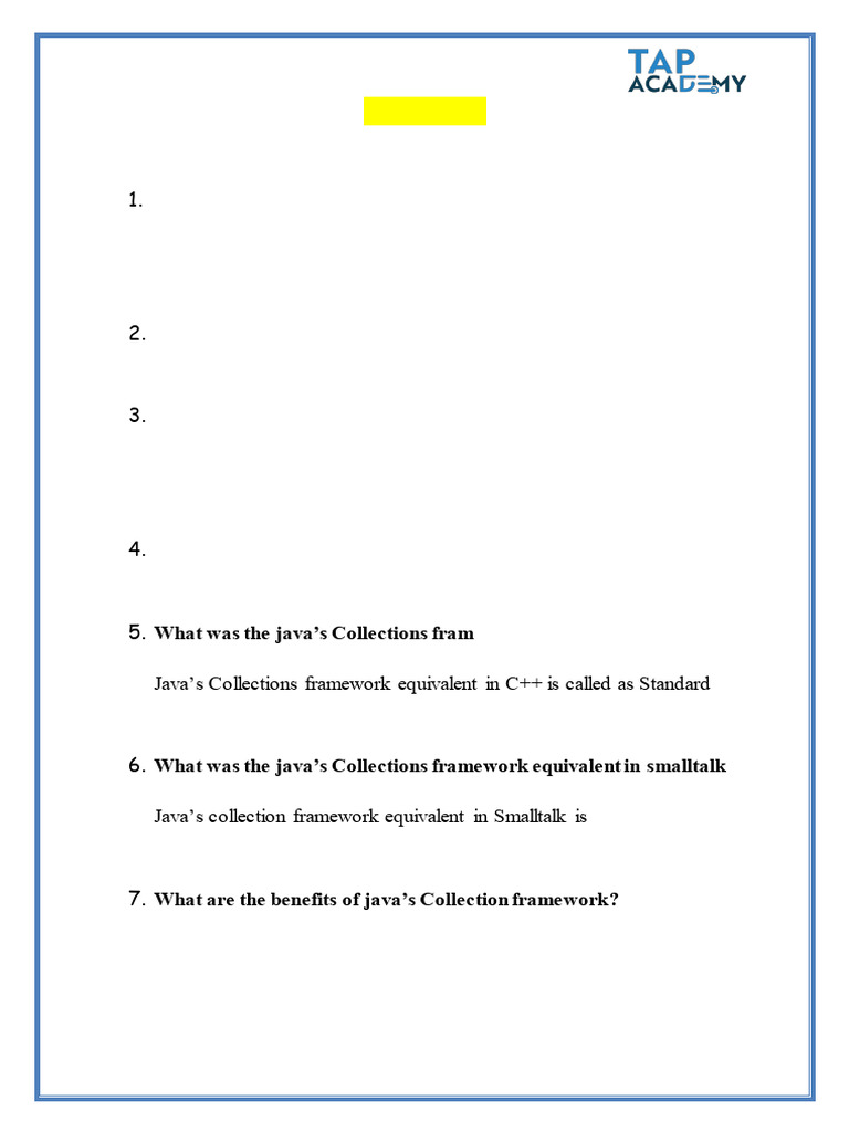 75. Interview Questions - Collections | PDF | Queue (Abstract Data Type) | Class (Computer ...