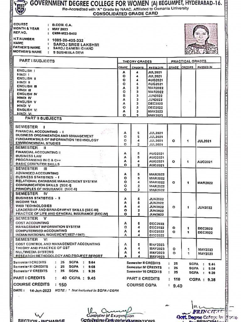 Saroj Final Year Marksheet | PDF
