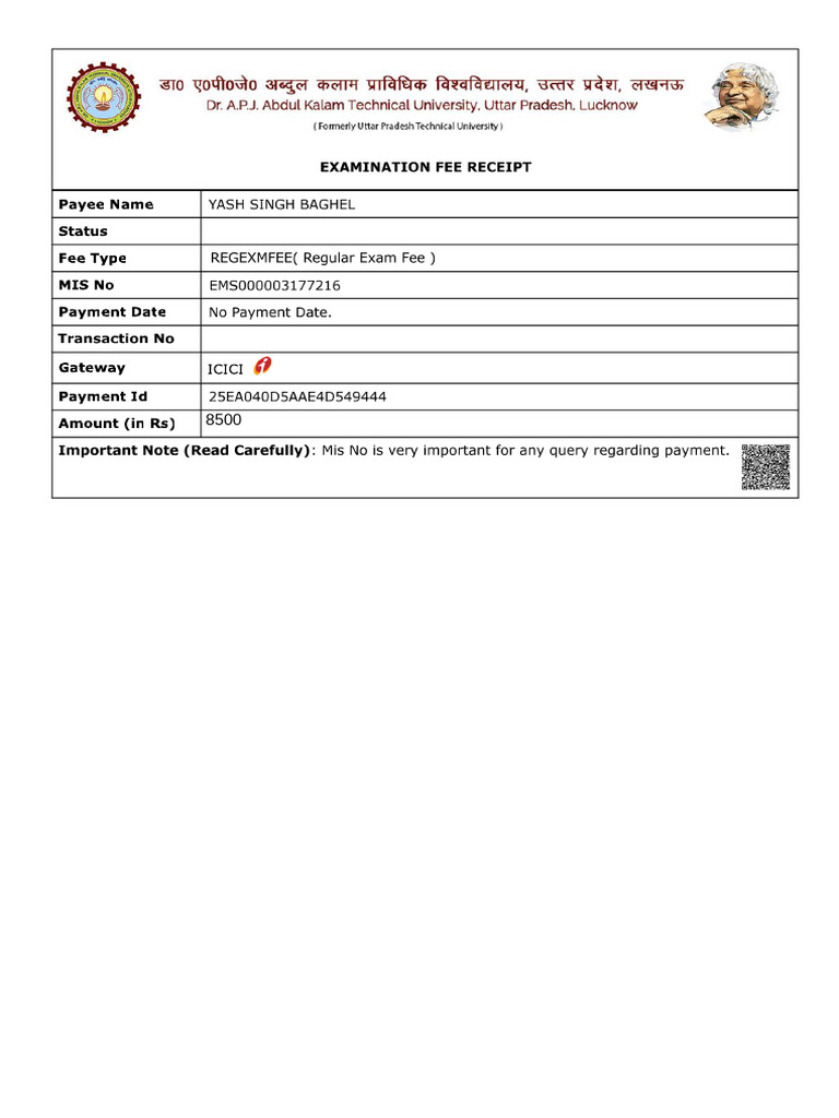 Registration Payment Slip PDF | PDF