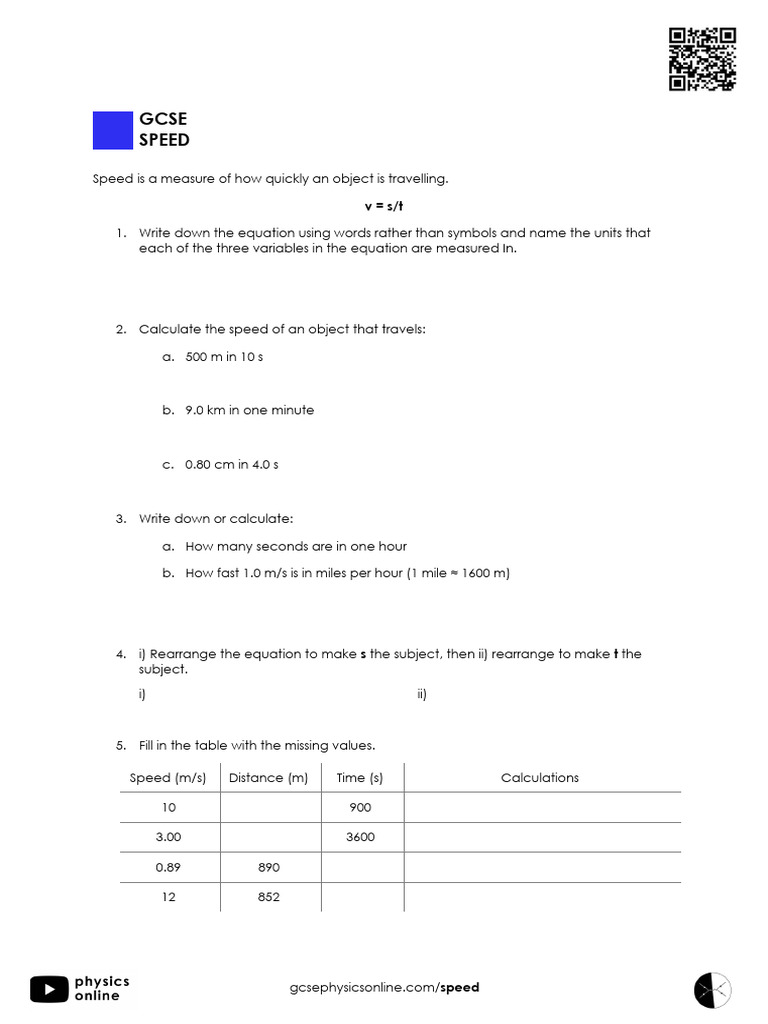 Gcse Speed | PDF