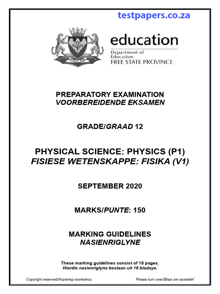 Grade 12 Physical Science Exam Guidelines | PDF | Physics ...