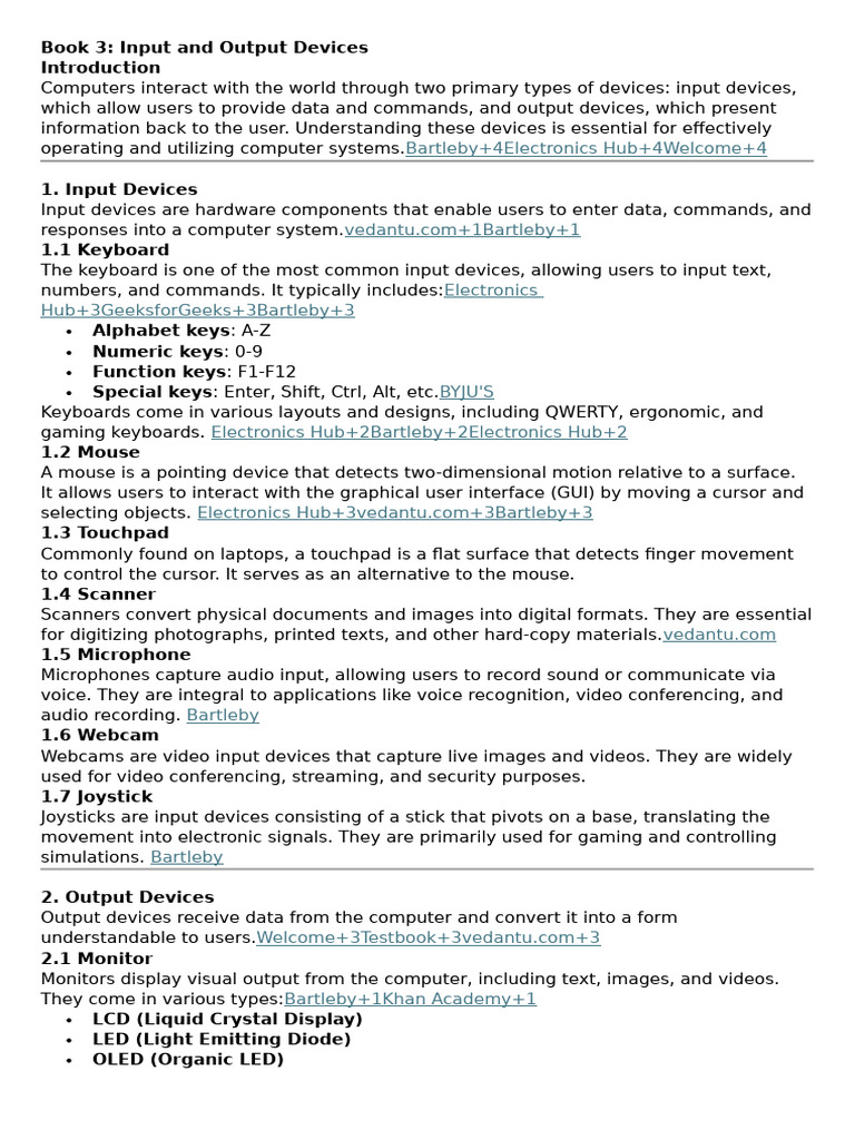 Input and Output Devices | PDF | Computer Keyboard | Input/Output