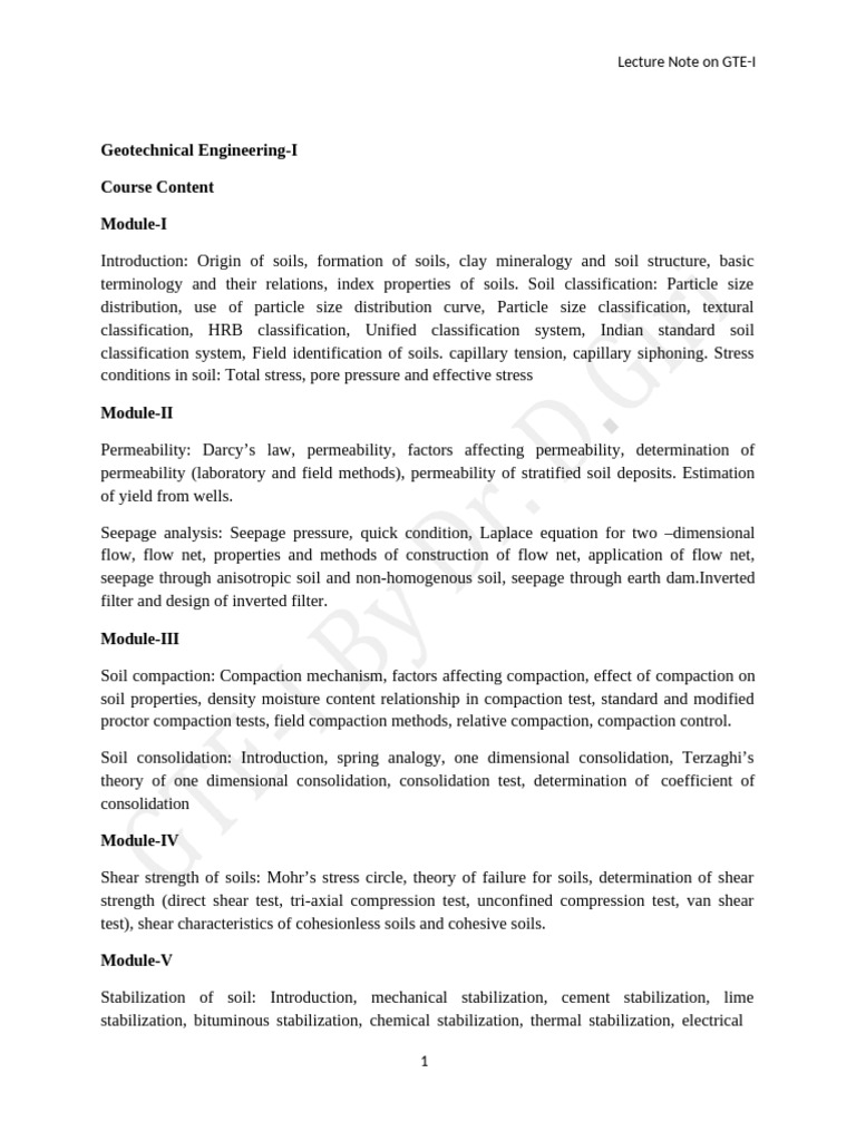 GT NOTES BCV502 Notes | PDF | Rock (Geology) | Soil Mechanics