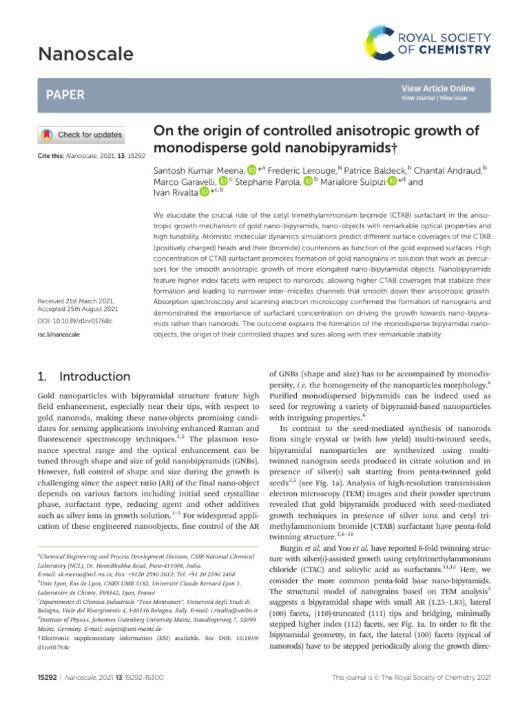 On The Origin of Controlled Anisotropic Growth | PDF | Molecular ...