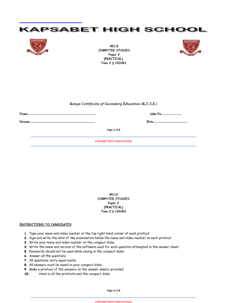 Kapsabet Boys Feb 2022 Comp p2 Qs-Kcseforecast - 1645672509 | PDF ...