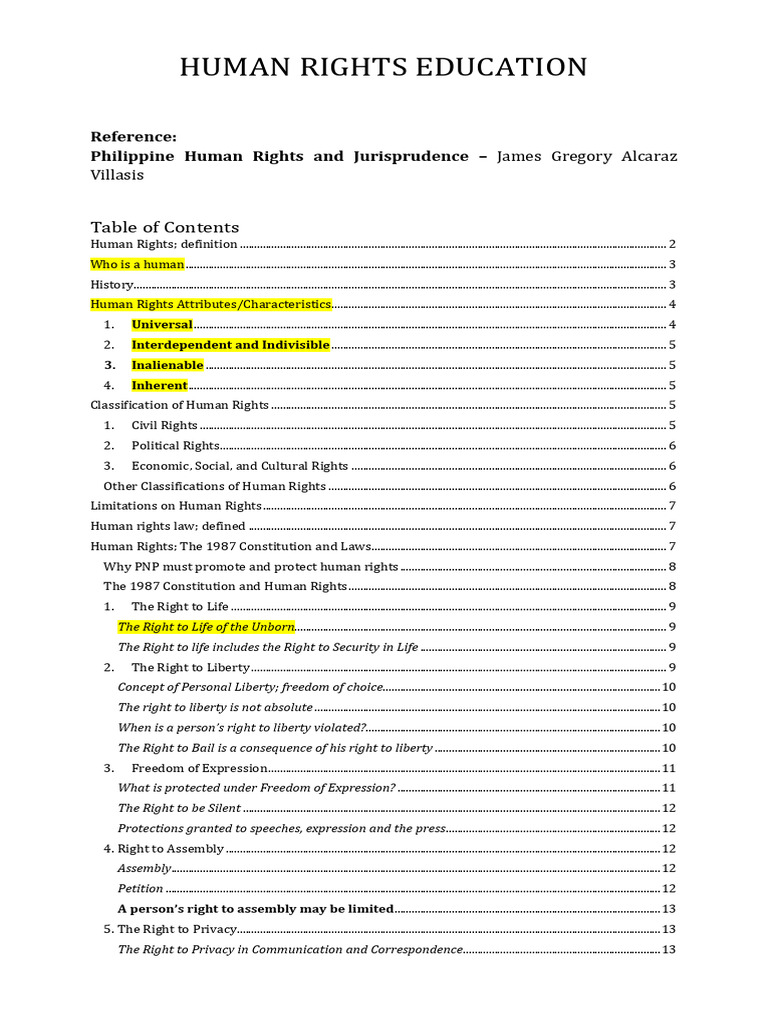 Human Rights Education Introduction To Constitutional Rights | PDF ...