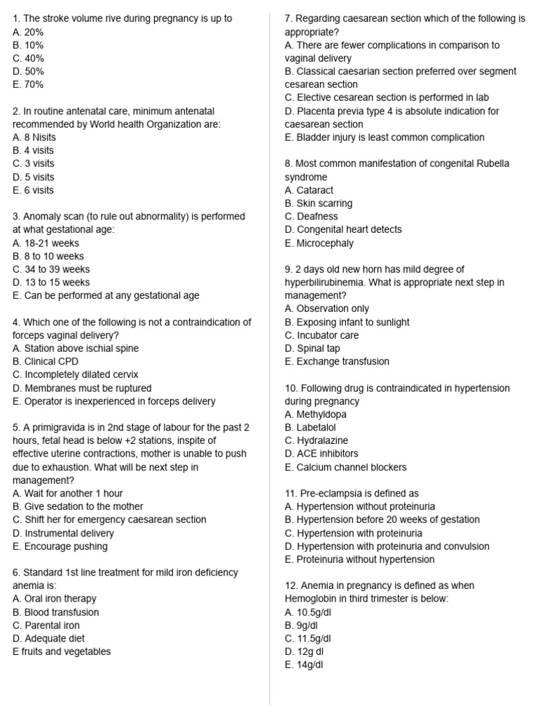 Batch 42 Obs-Gynae Preprof | PDF | Childbirth | Pregnancy