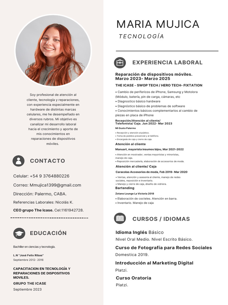 CV María Mujica PDF | PDF | Tecnología de información y comunicaciones | Informática