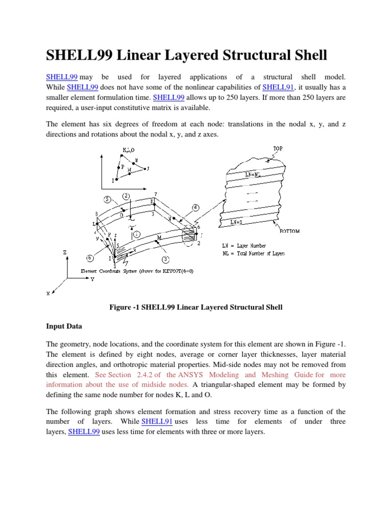 SHELL99 Linear Layered Structural Shell | PDF | Stress (Mechanics ...
