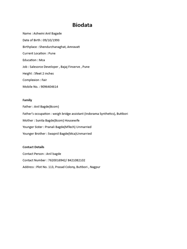 Biodata | PDF