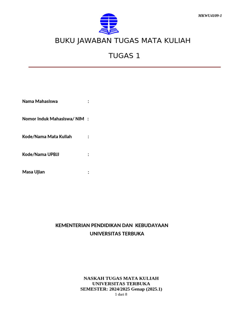 TMK 1 - Pendidikan Kewarganegaraan Mkwu4109 | PDF