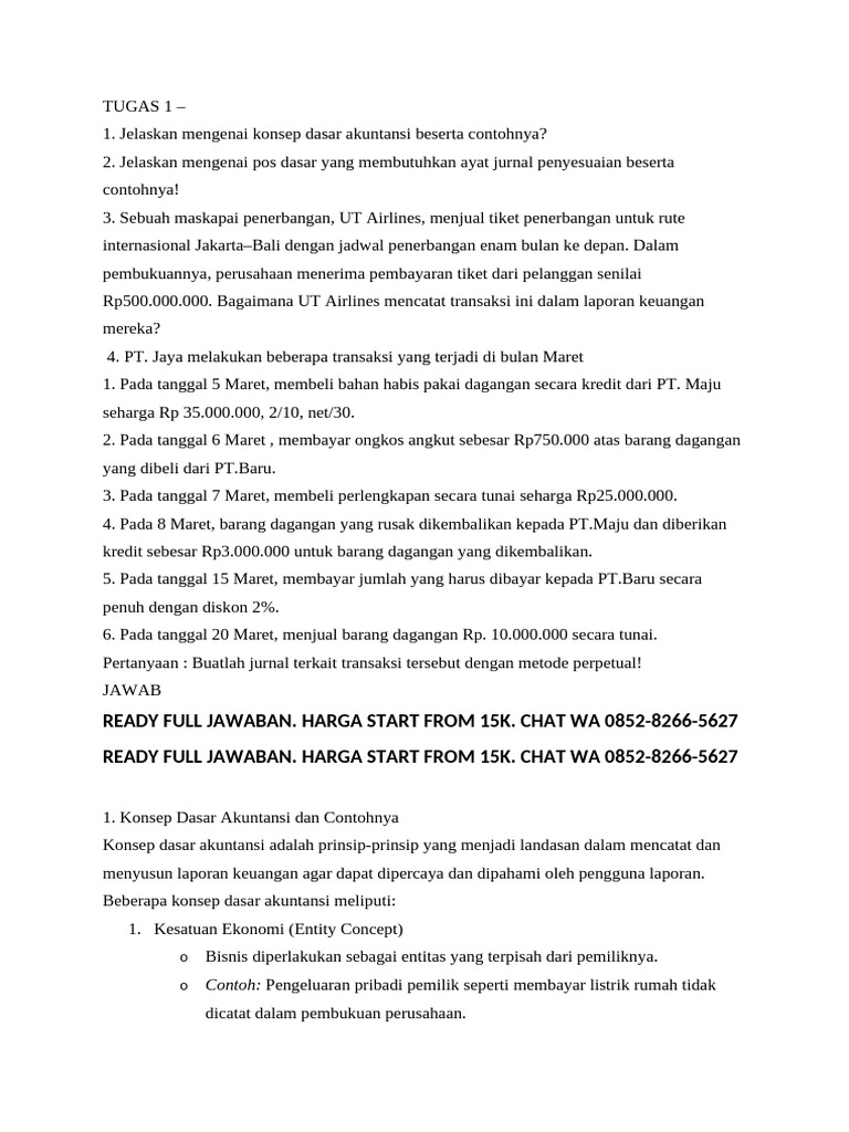 Tugas 1 - Pengantar Akuntansi | PDF