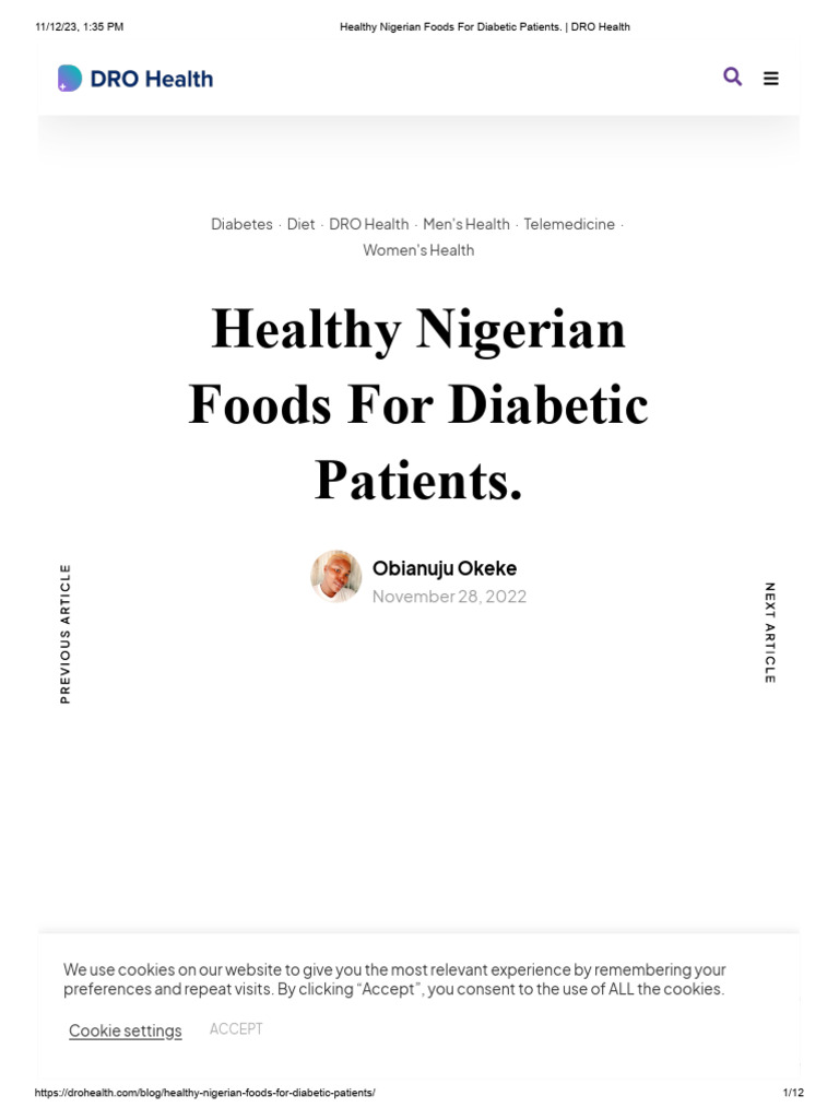 Healthy Nigerian Foods For Diabetic Patients. _ DRO Health | PDF ...