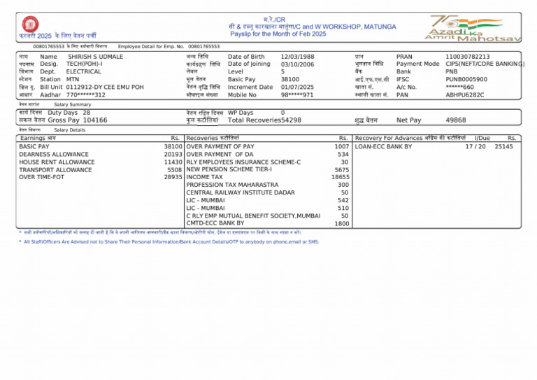 Pay Slip PDF202502 | PDF