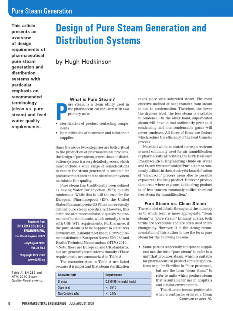 Design of Pure Steam Generation and | PDF | Steam