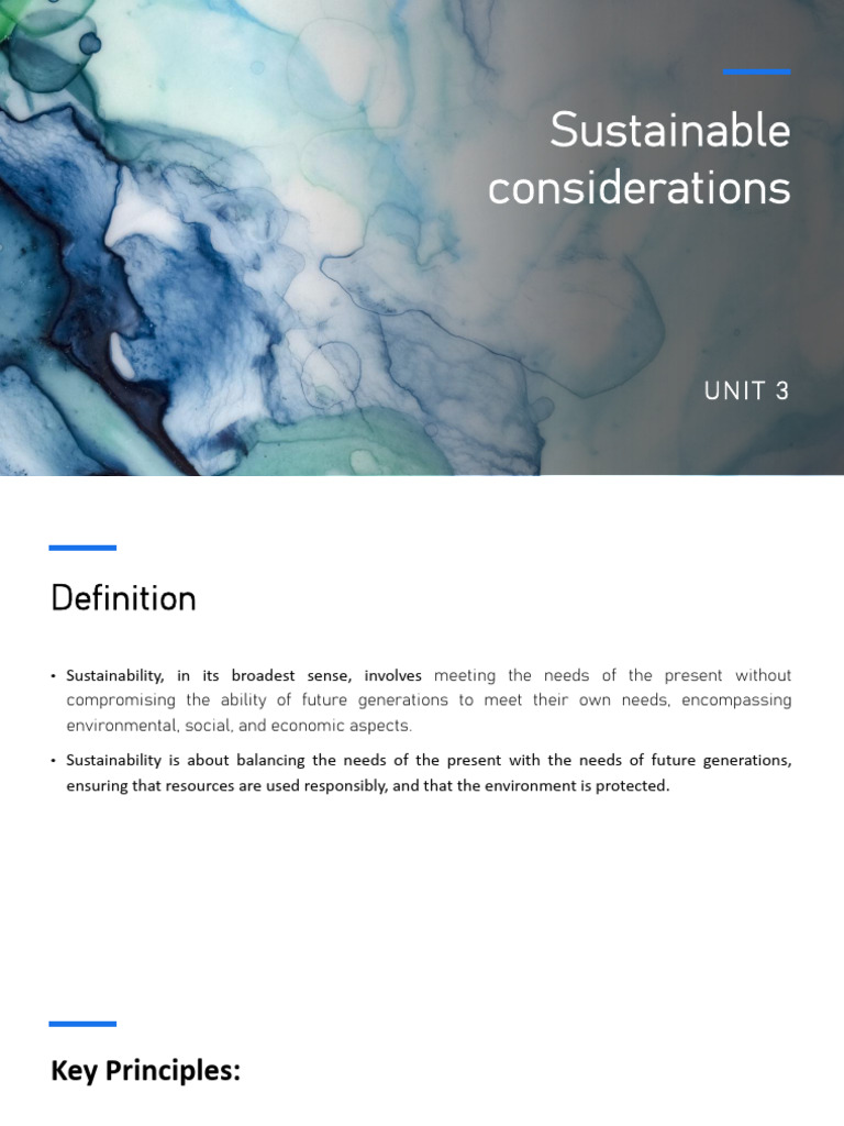 Sustainable Considerations - UNIT 3 | PDF | Green Building | Sustainability