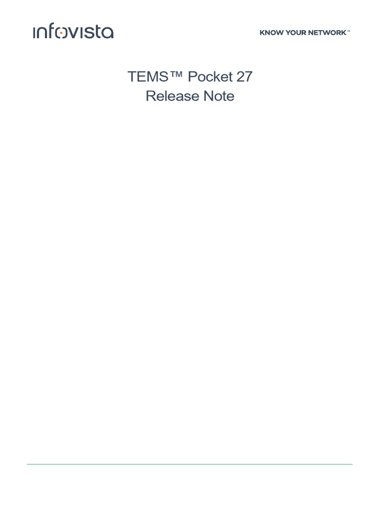 TEMS Pocket 27.0.1 Release Note | PDF | Android (Operating System) | Wi Fi