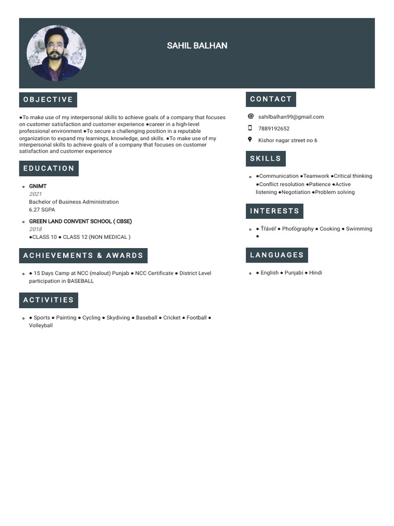 Sahil Balhan Resume Apna | PDF