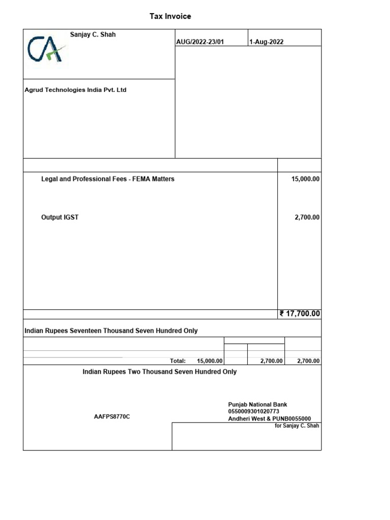 Invoice - Fla - Fy 21-22 | PDF | Economies | Taxes