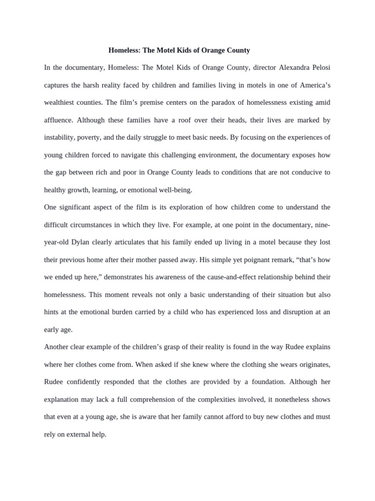 Ethnic Homeless Documentary | PDF | Homelessness | Psychology