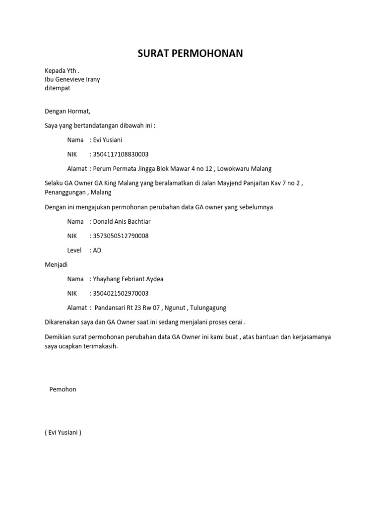 Surat Permohonan | PDF