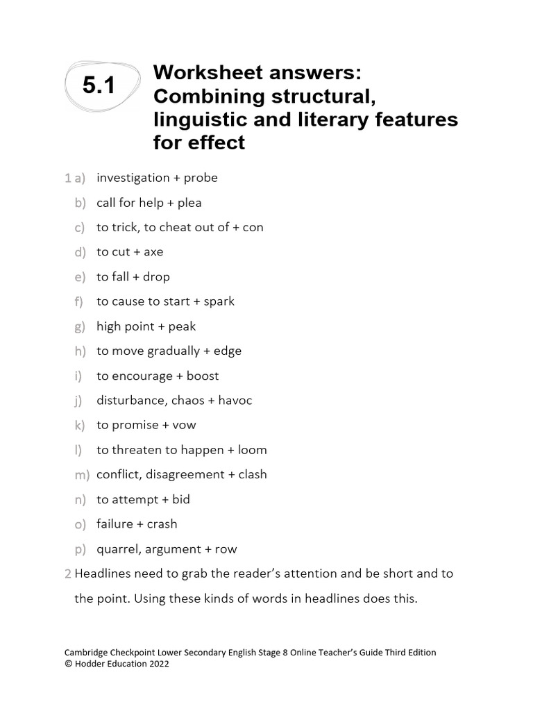 Chapter 5 Worksheet Answers | PDF