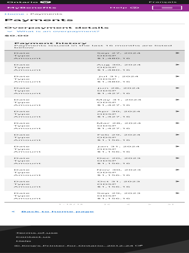 Payments MyBenefits | PDF