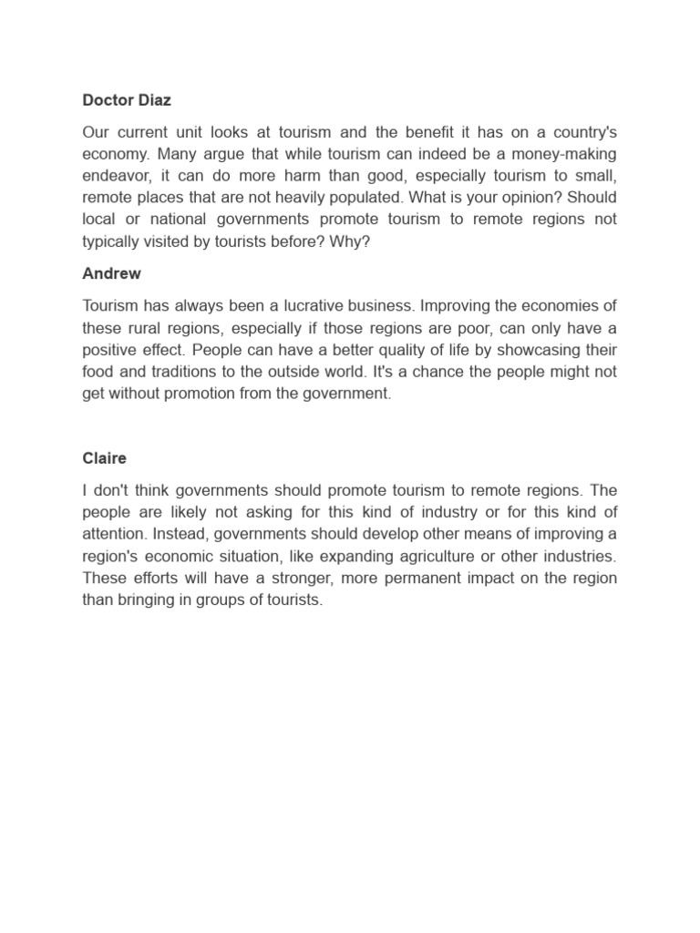 Independent Essay - Promoting Tourism in Rural Areas | PDF