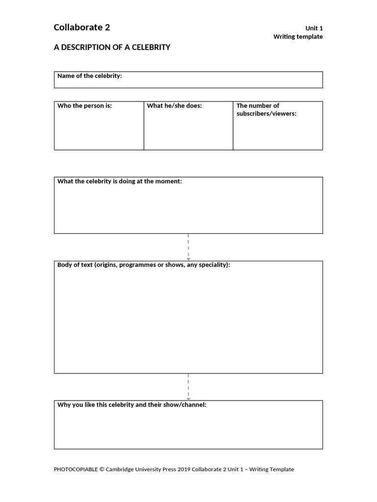 Celebrity Description Template | PDF