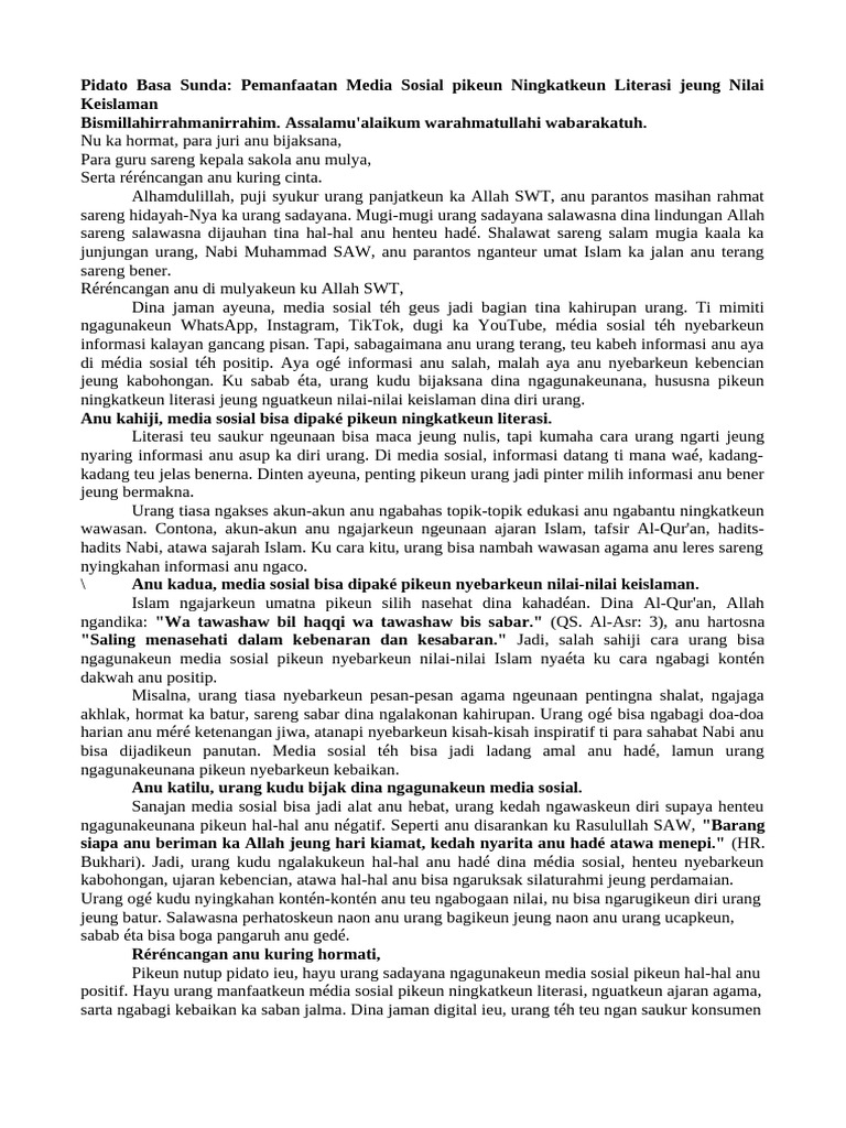 Naskah Pidato Basa Sunda | PDF